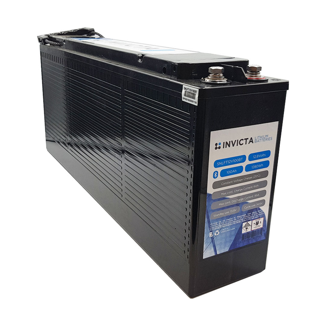 Invicta Lithium 12V 100Ah Slimline Lifepo4 Battery Bluetooth, camping ...